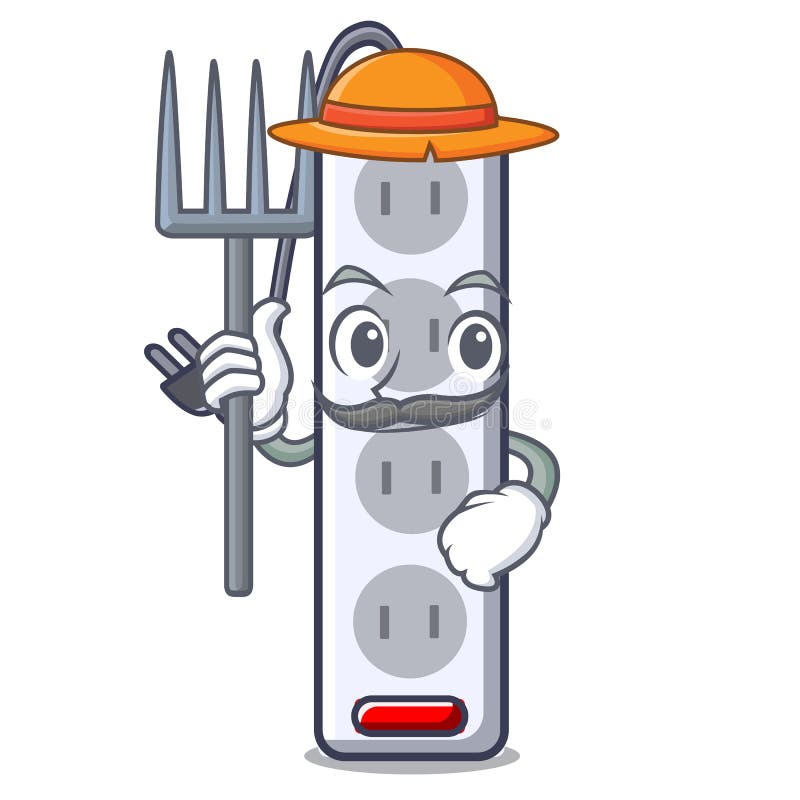 Farmer Power Strip in the Character Shape Stock Vector - Illustration ...
