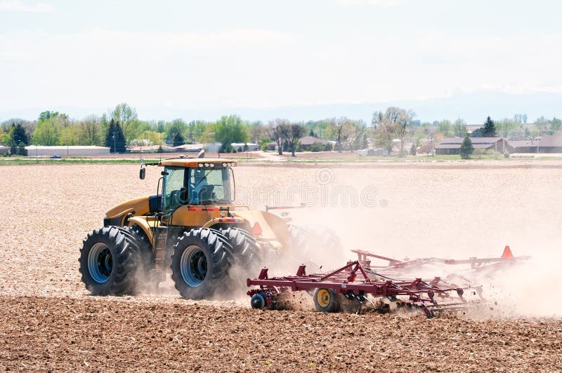 Farmer Preparing His Field for Planting Stock Photo - Image of furrows ...