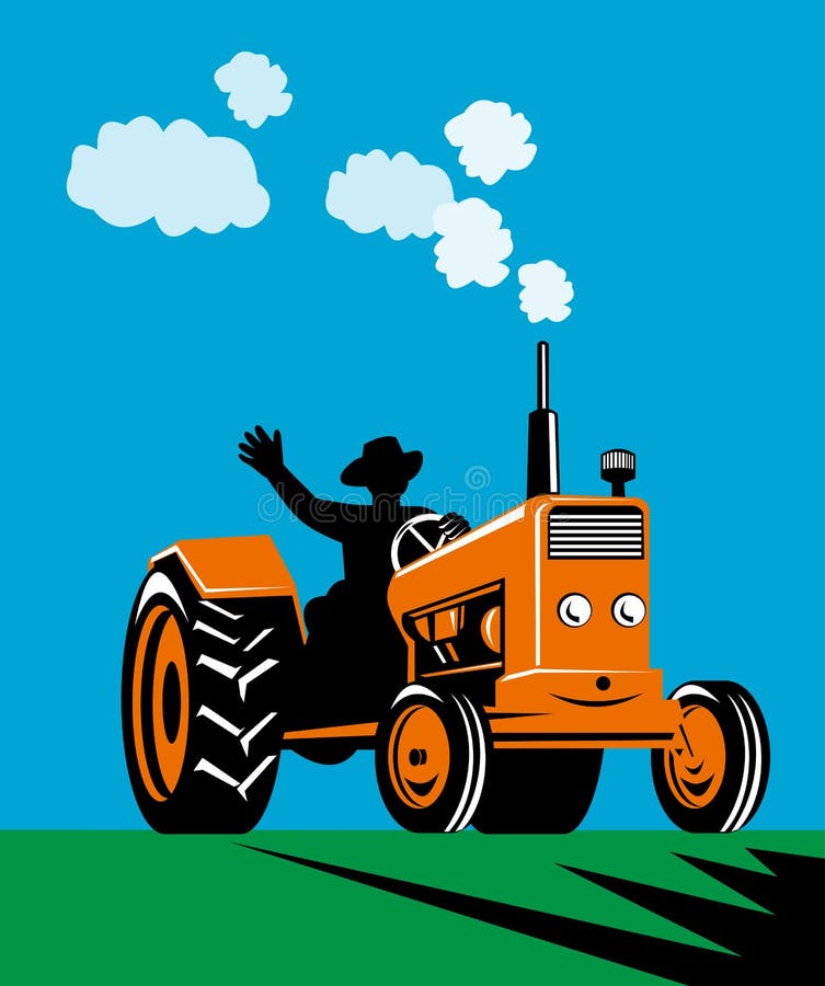 Farmer riding a tractor stock illustration. Illustration of machinery ...