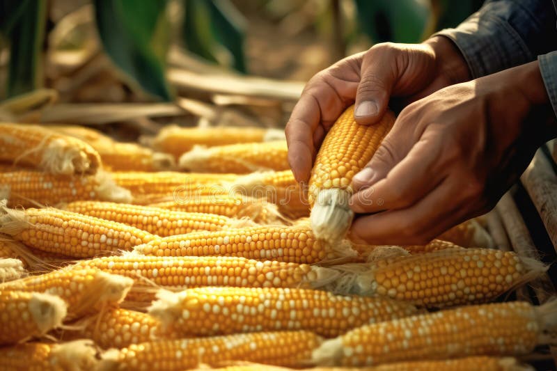Farmer S Hands Peeling Corn Close-up Stock Illustration - Illustration ...