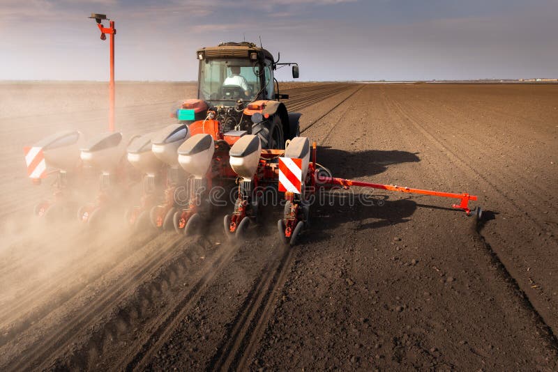 Sowing Crops at Agricultural Fields in Spring Stock Photo - Image of ...