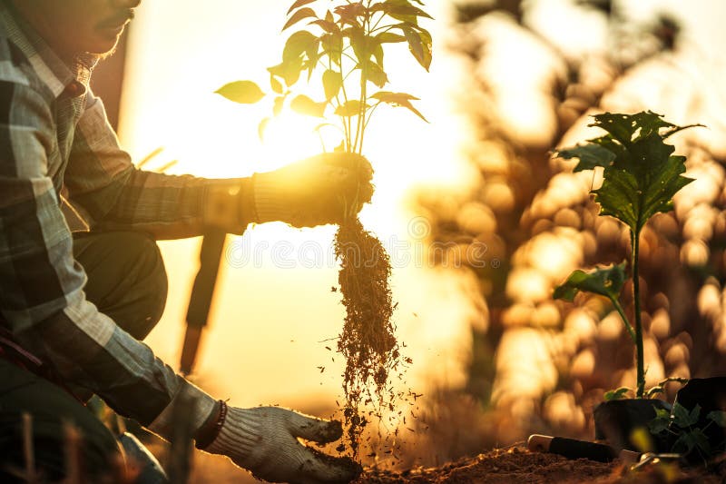 A Farmer Shakes Off Soil from a Chilli Tree and Shows the Tree S Roots ...