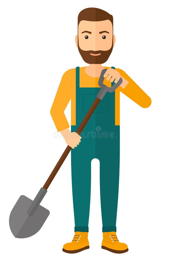 Farmer with Spade Windmill Farm Barn Retro Stock Vector - Illustration ...