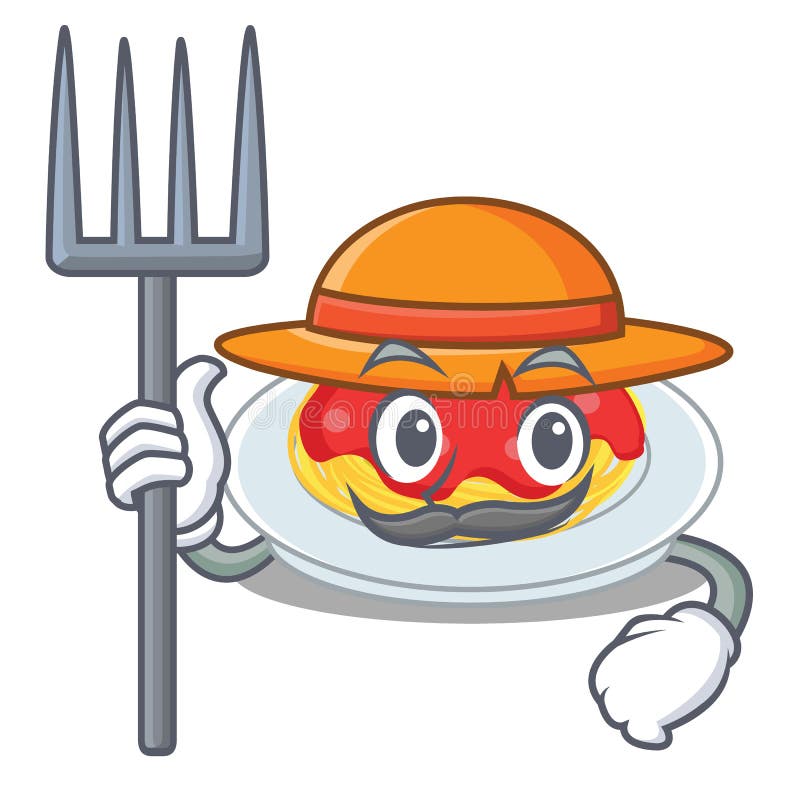 Farmer Spaghetti Character Cartoon Style Stock Vector - Illustration of ...