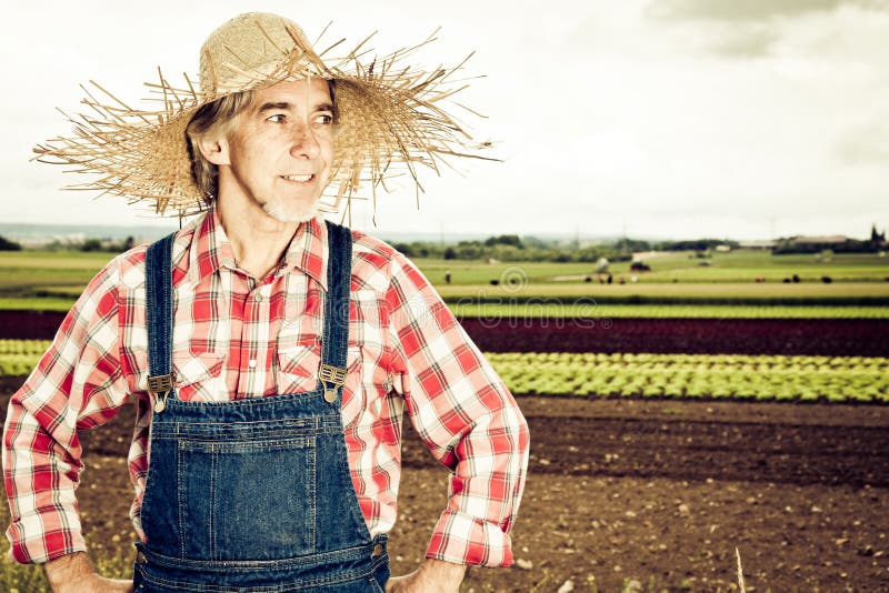 Farmer Standing in Front of His Field Stock Photo - Image of happy ...