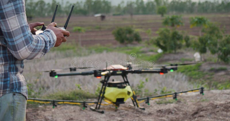 Farmer Start Using Drone Controller or Drone Transmitter a Remote ...