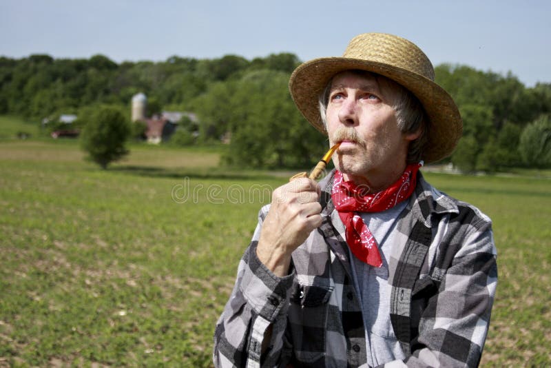 Farmer in straw hat stock image. Image of outdoors, field - 20419199