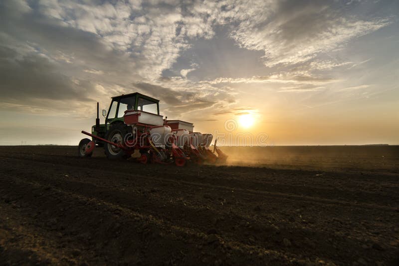 Sowing Crops at Agricultural Fields in Spring Stock Image - Image of ...