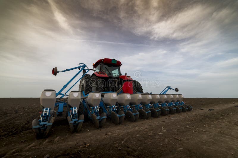 Sowing Crops at Agricultural Fields in Spring Stock Image - Image of ...