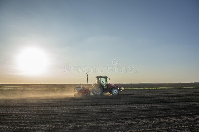 Sowing Crops at Agricultural Fields in Spring Stock Image - Image of ...