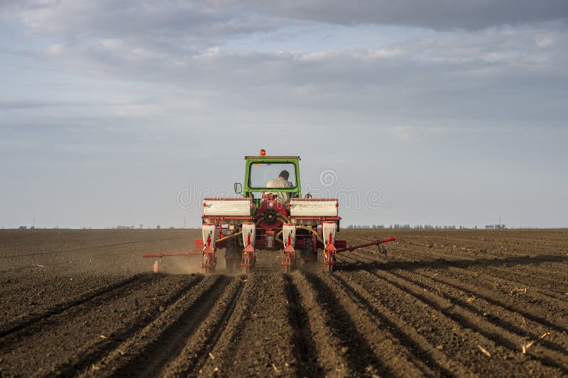 Sowing Crops at Agricultural Fields in Spring Stock Image - Image of ...