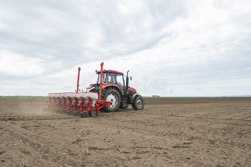 Sowing Crops at Agricultural Fields in Spring Stock Photo - Image of ...