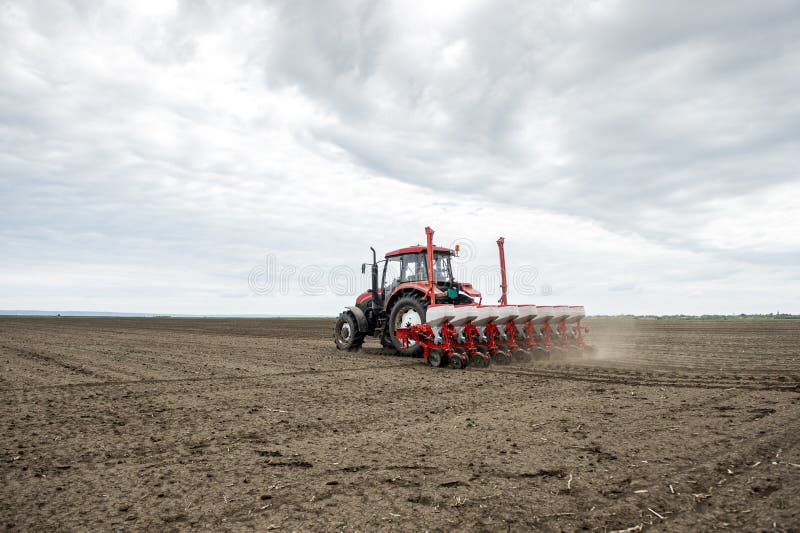Sowing Crops at Agricultural Fields in Spring Stock Image - Image of ...