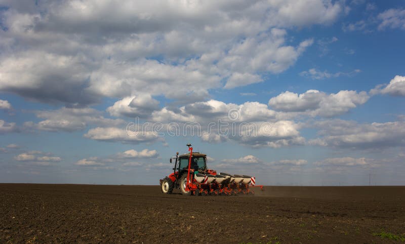 Farmer in Tractor Sowing Crops Stock Image - Image of tractor ...
