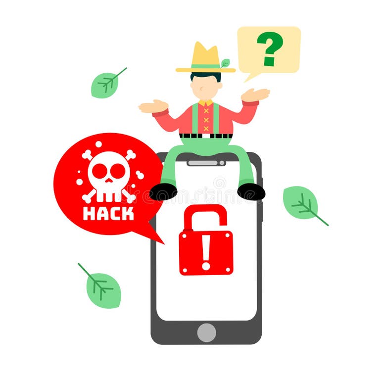 Farmer Man Agriculture Stop Hack Protection System Cartoon Doodle Flat ...