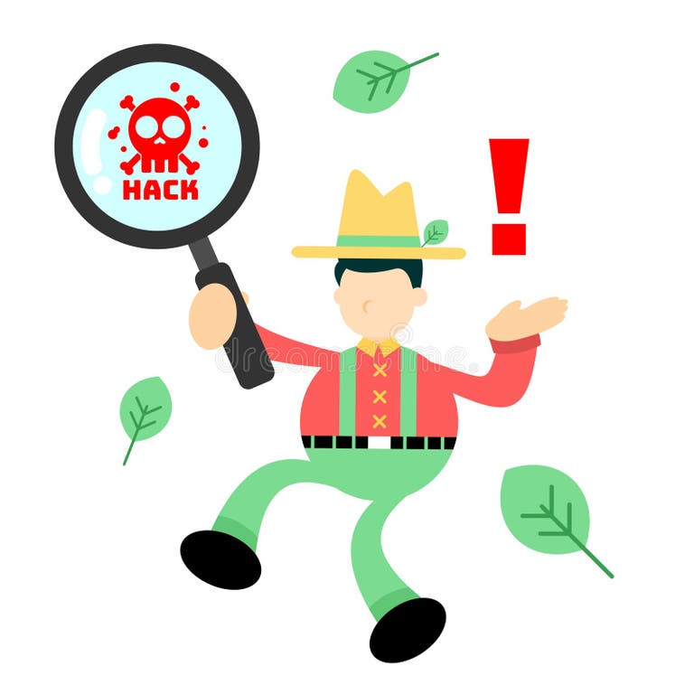 Farmer Man Agriculture Find Hack Attack Protection System Cartoon ...