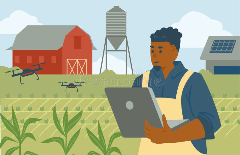 Farmer Using Computer for Control and Monitoring on the Smart Farm ...