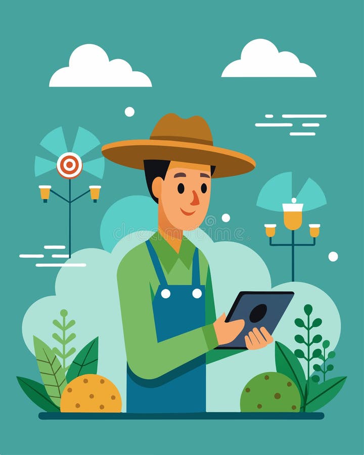 A Farmer Using Digital Precision Agriculture Techniques To Optimize ...