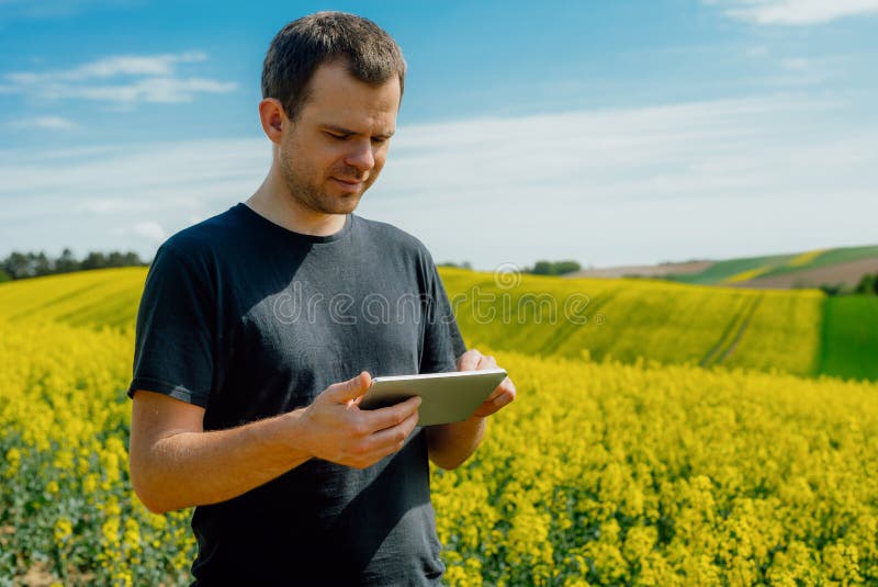 Agriculture Farmer Holding Tablet Stock Image - Image of display ...
