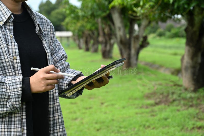 Farmer Using Digital Tablet for Recording Data or Conducting an ...