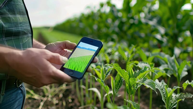 Farmer Analyzing Crop Growth Using Mobile App in Corn Field Stock Video ...