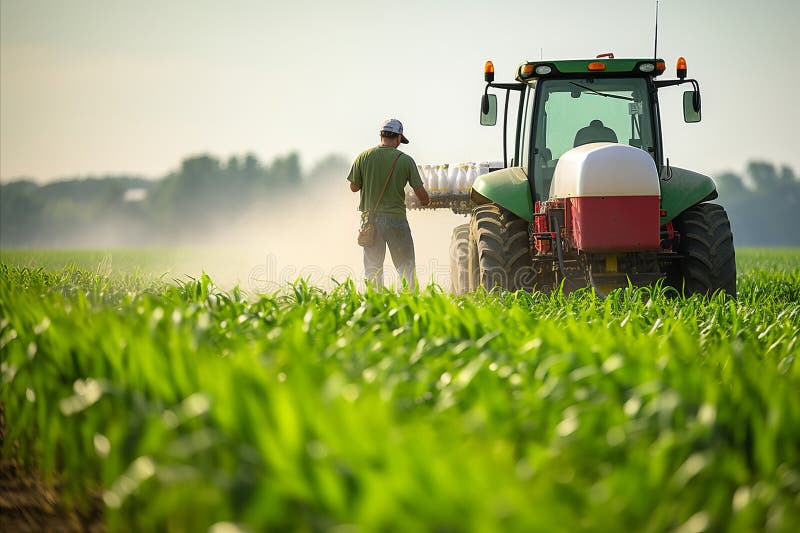 Farmer Using Precision Equipment To Apply Insecticides in a Cornfield ...