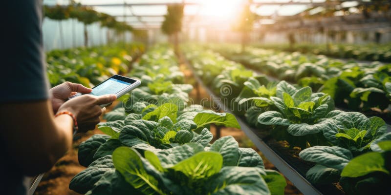 Farmer Using a Smartphone App. Smart Farm Concept Stock Photo - Image ...