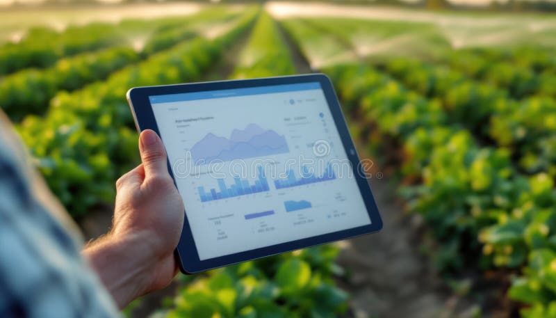 Farmer Using Tablet in Field, Smart Farming Technology Stock Image ...