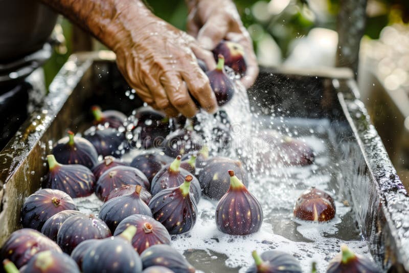 Farmer Washing Fresh Figs at a Tropical Farm Stock Image - Image of ...
