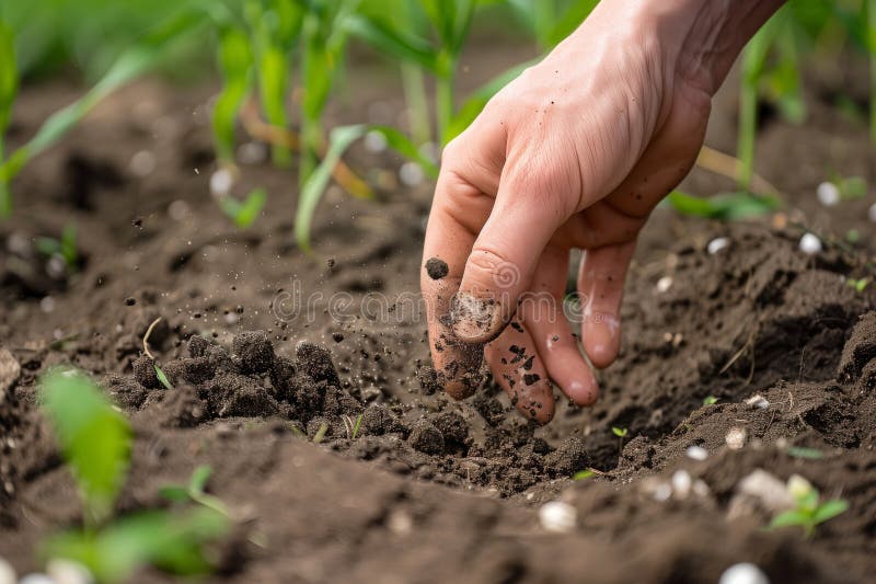 Farmers Hand Holding Wet Soil, Checking Field Moisture Stock Image ...
