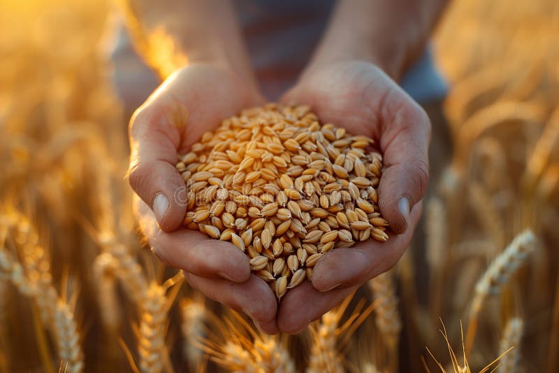 Farmers Hands Holding a Handful of Grain Stock Image - Image of organic ...