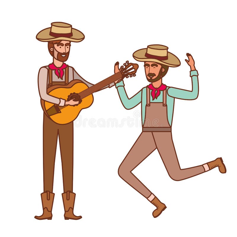 Farmers Men with Musical Instrument Stock Vector - Illustration of ...