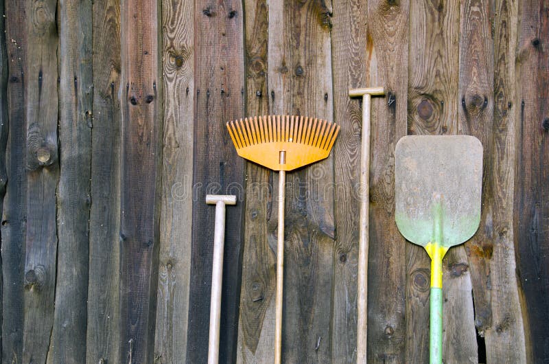 Farmers Tools on Old Wooden Wall Stock Photo - Image of harvest, design ...