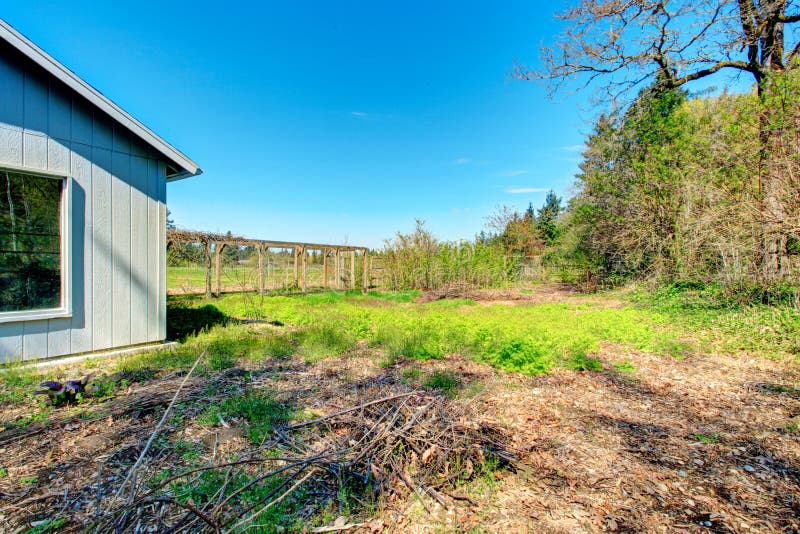 Farmhouse backyard view stock photo. Image of rental - 37368878