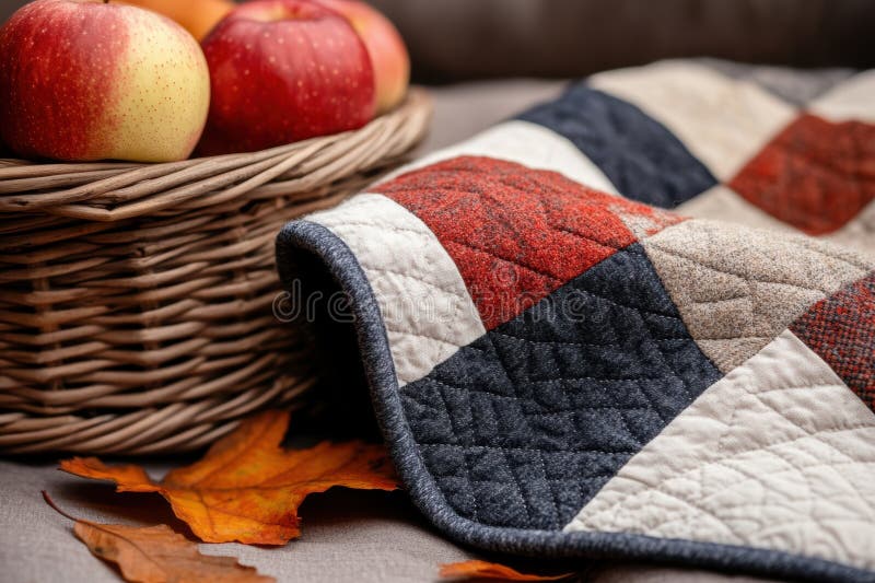 Farmhouse Kitchen Decor, a Patchwork Quilt Drapes Over a Kitchen Table ...
