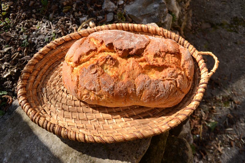 Farmhouse loaf stock image. Image of crust, basket, strong - 50832097