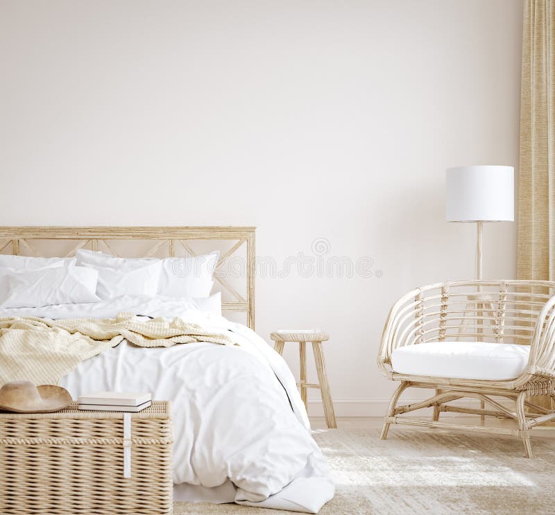 Farmhouse Style Bedroom Interior Background Stock Illustration ...