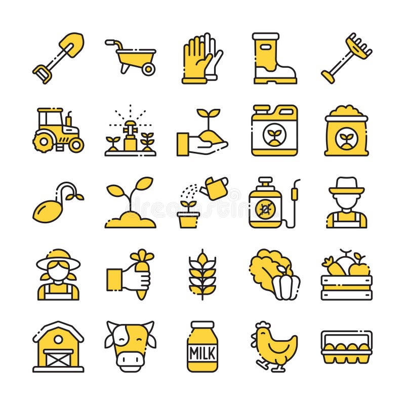 Farming and Agriculture Icon Set in Duotone Stock Vector - Illustration ...