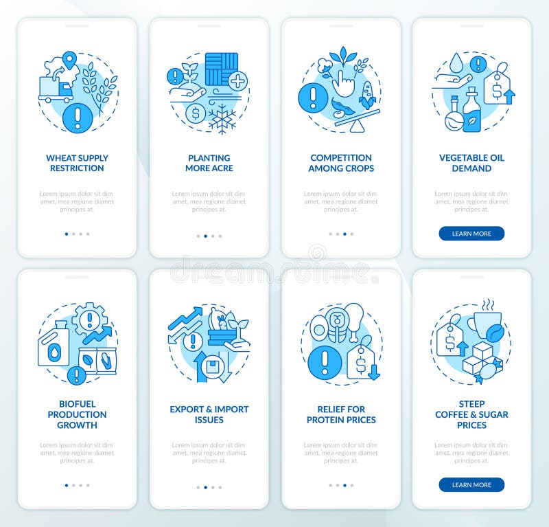 Farming Challenges Blue Onboarding Mobile App Screen Set Stock ... Farming Challenges Blue Onboarding Mobile App Screen Set Stock ...
