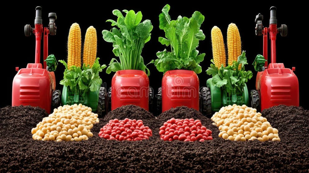 Farming, Corn, Soybeans, and Greens Harvest Stock Image - Image of ...