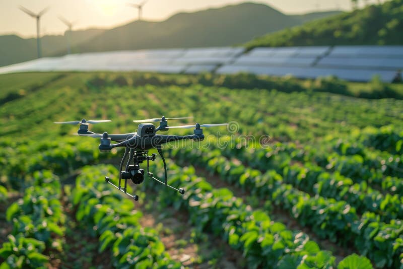 Farming with Drone. Agriculture and Harvest Technology Innovation Stock ...