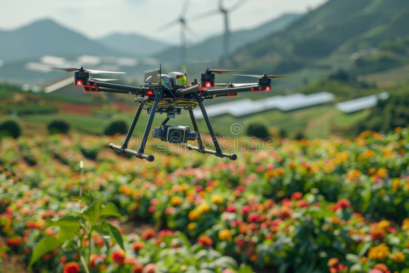 Farming with Drone. Agriculture and Harvest Technology Innovation Stock ...