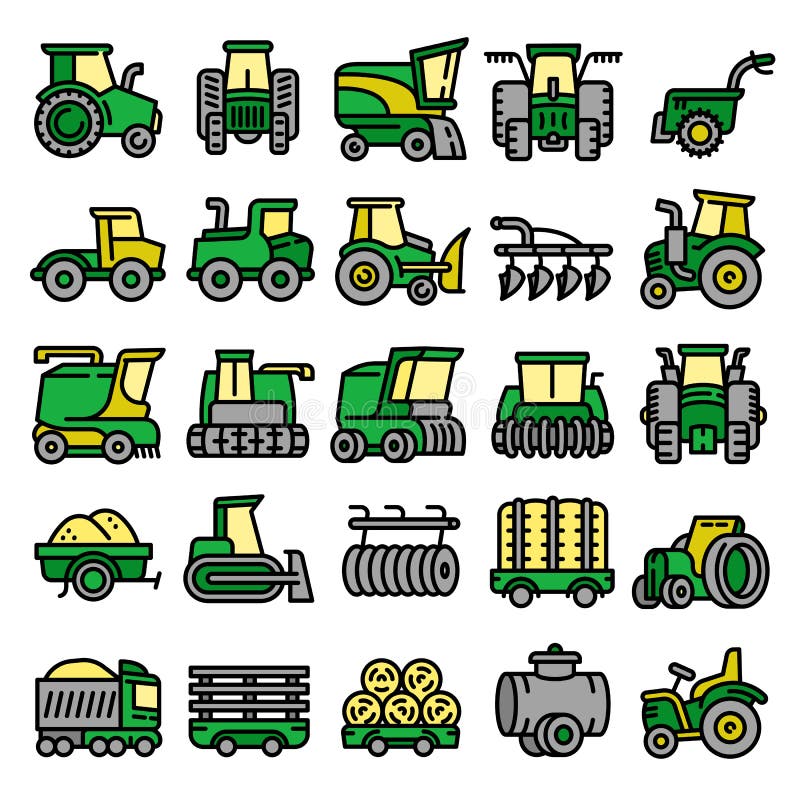 Farming Equipment Icons Set, Outline Style Stock Vector - Illustration ...