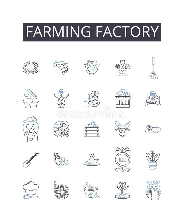 Farming Factory Line Icons Collection. Creativity, Talent, Imagination ...