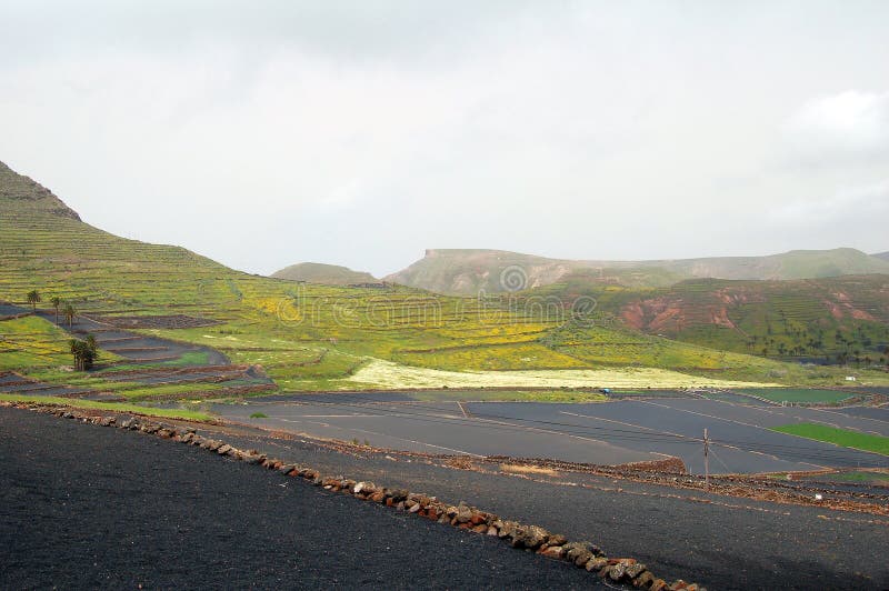 Farming Fields on Mountains with Rock Walls Stock Image - Image of rock ...