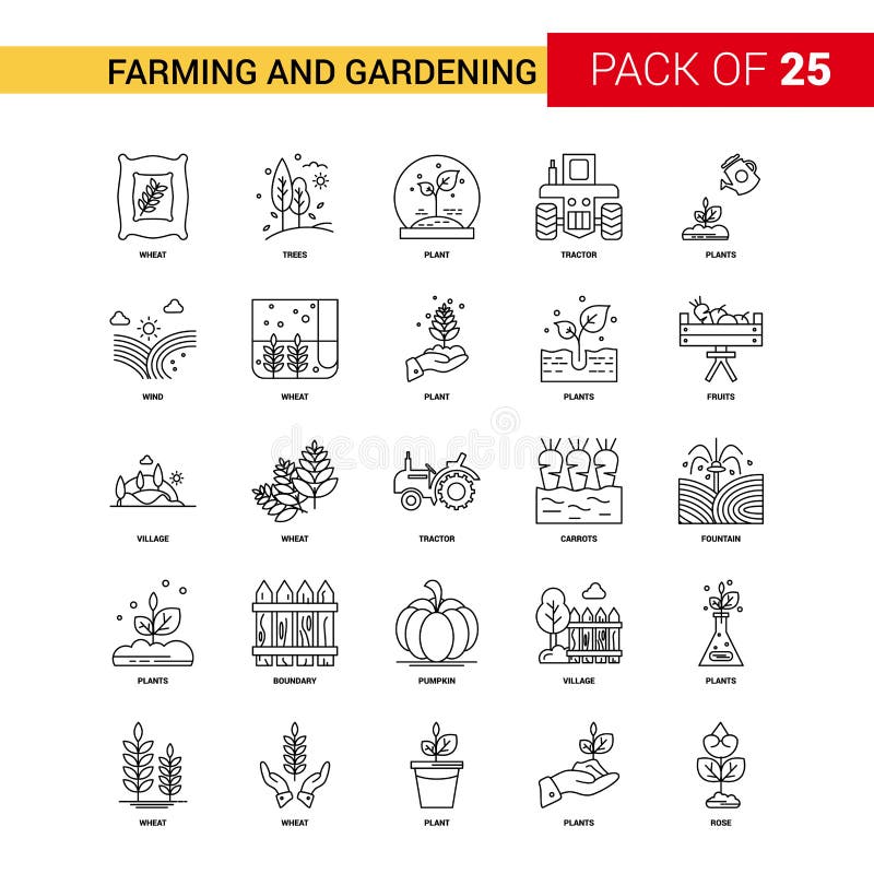 Farming and Gardening Blue Tone Icon Pack - 25 Icon Sets Stock Vector ... Farming and Gardening Blue Tone Icon Pack - 25 Icon Sets Stock Vector ...
