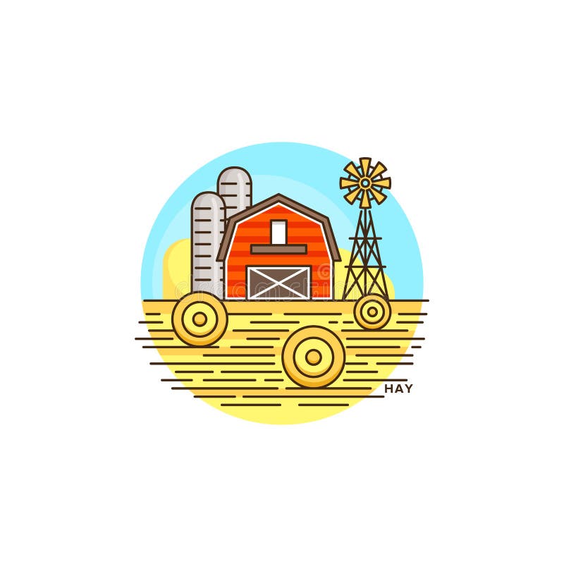 Farming Hay Line Icon. Farm Barn Vector Flat Illustration with Hay ...
