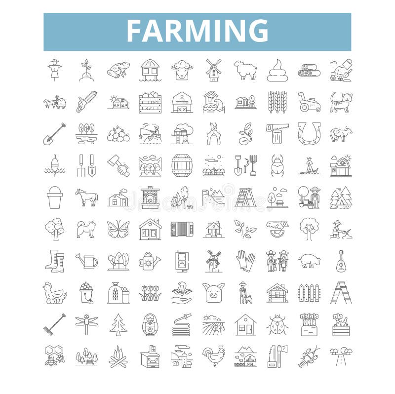 Farming Icons, Line Symbols, Web Signs, Vector Set, Isolated ...