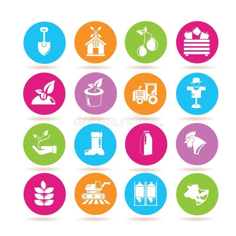 Farming Icons Set. Vector Illustration Stock Vector - Illustration of ...