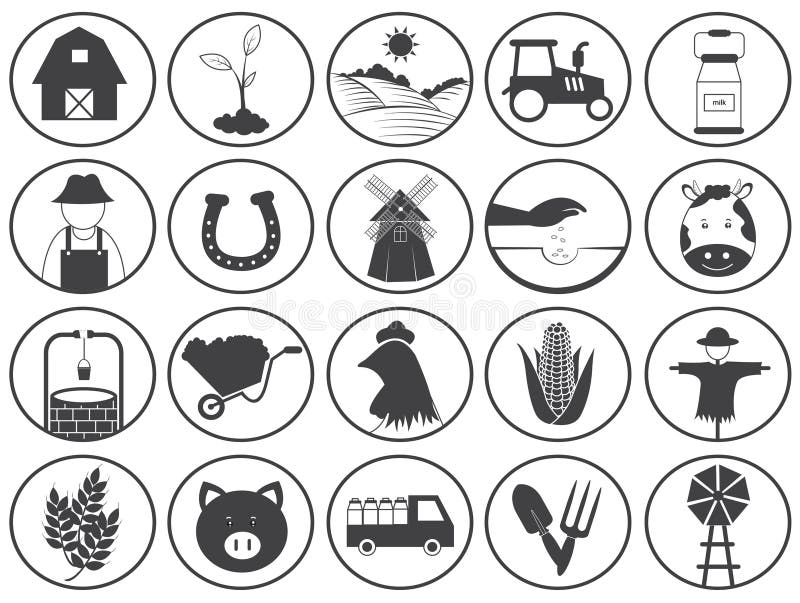 Agriculture and Farming Icons Stock Vector - Illustration of field ...